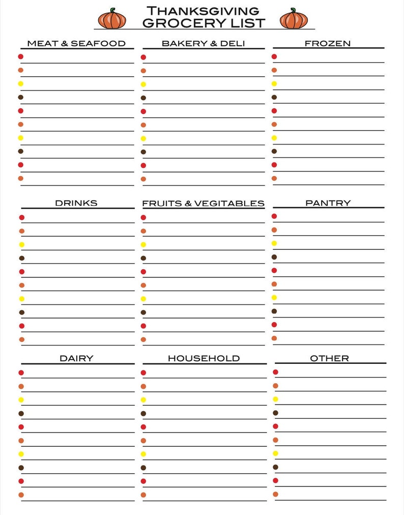 Printable Thanksgiving Grocery Shopping List, Stay on Track With This ...