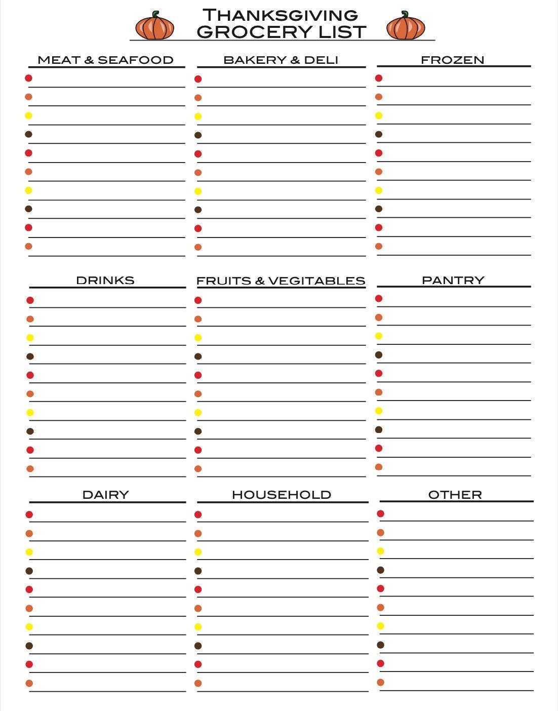 Printable Thanksgiving Grocery Shopping List, Stay on Track With This Productive Thanksgiving ...