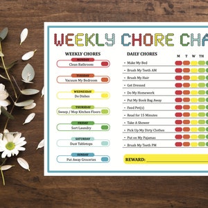Kids Bulk Weekly and Daily Chore Chart, Help Your Child Stay on Track ...