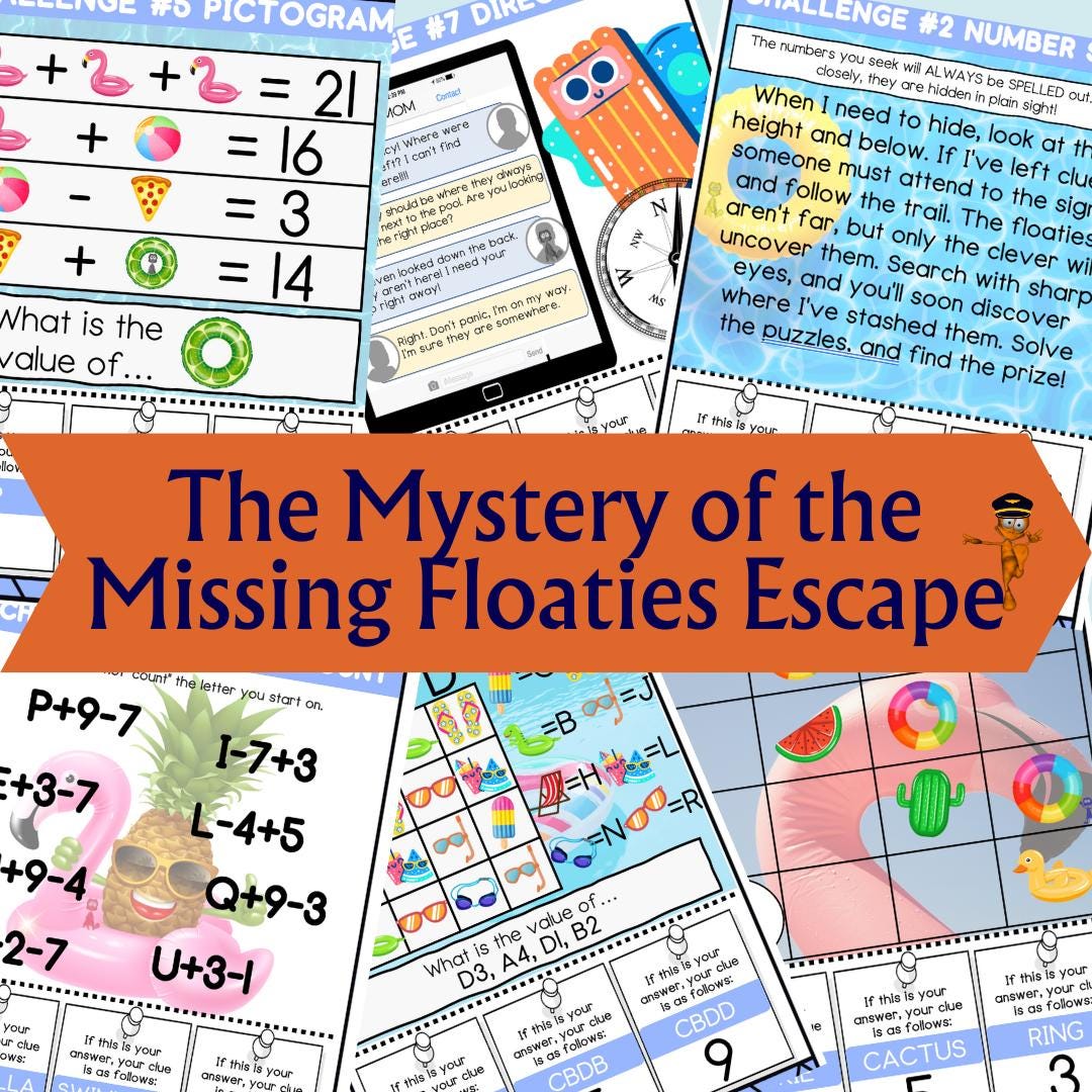 Escape Room Printable for Kids, Party Game Activity, Pool Party Escape ...