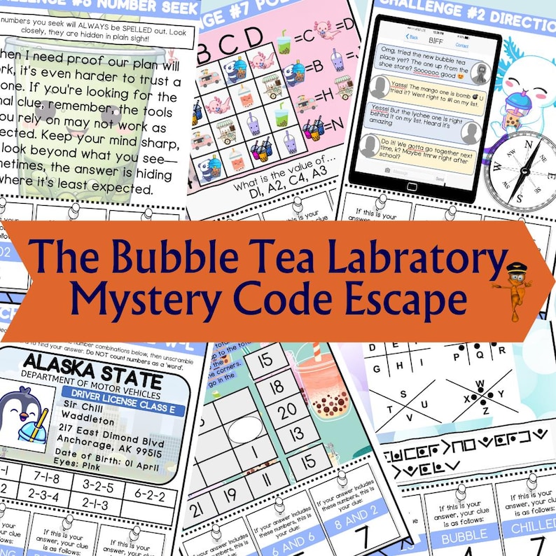 Printable Escape Room for Kids, Boba Tea Mystery Game, Family Game ...