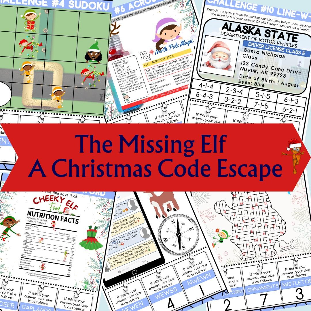 Christmas Elf Escape Room for Kids Elf Arrival Printable Activities ...
