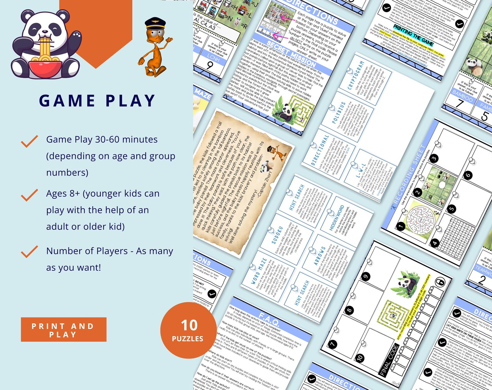 Printable Escape Room for Kids, Panda Escape Kit, DIY Escape Room ...