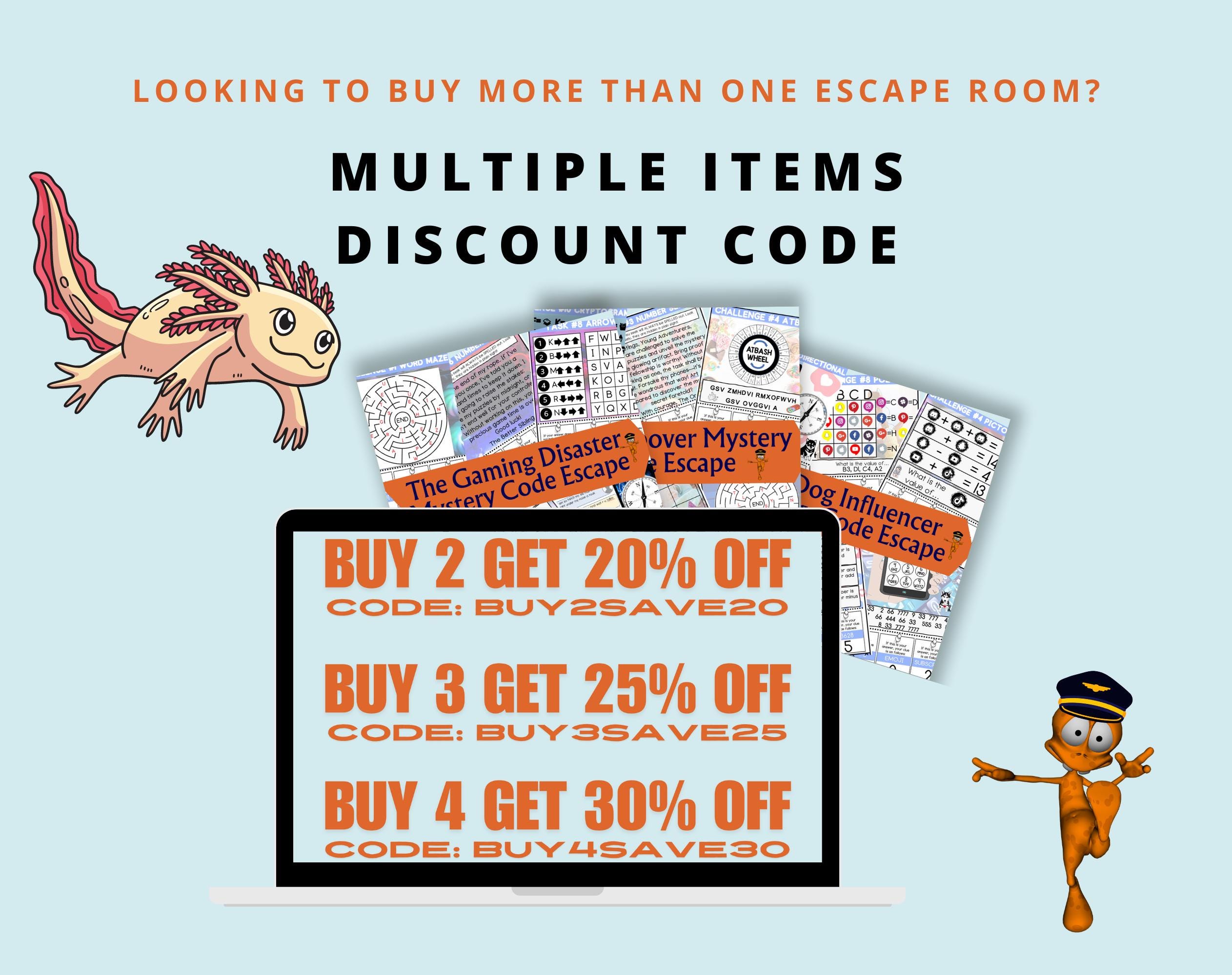 Escape Room Printable for Kids, Axolotl Party Game Activity, Axolotl ...