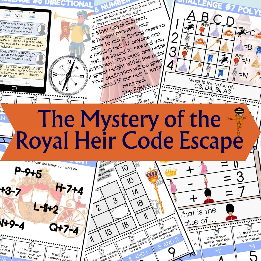 Escape Room Printable for Kids, Party Game Activity, Royal Escape Room ...