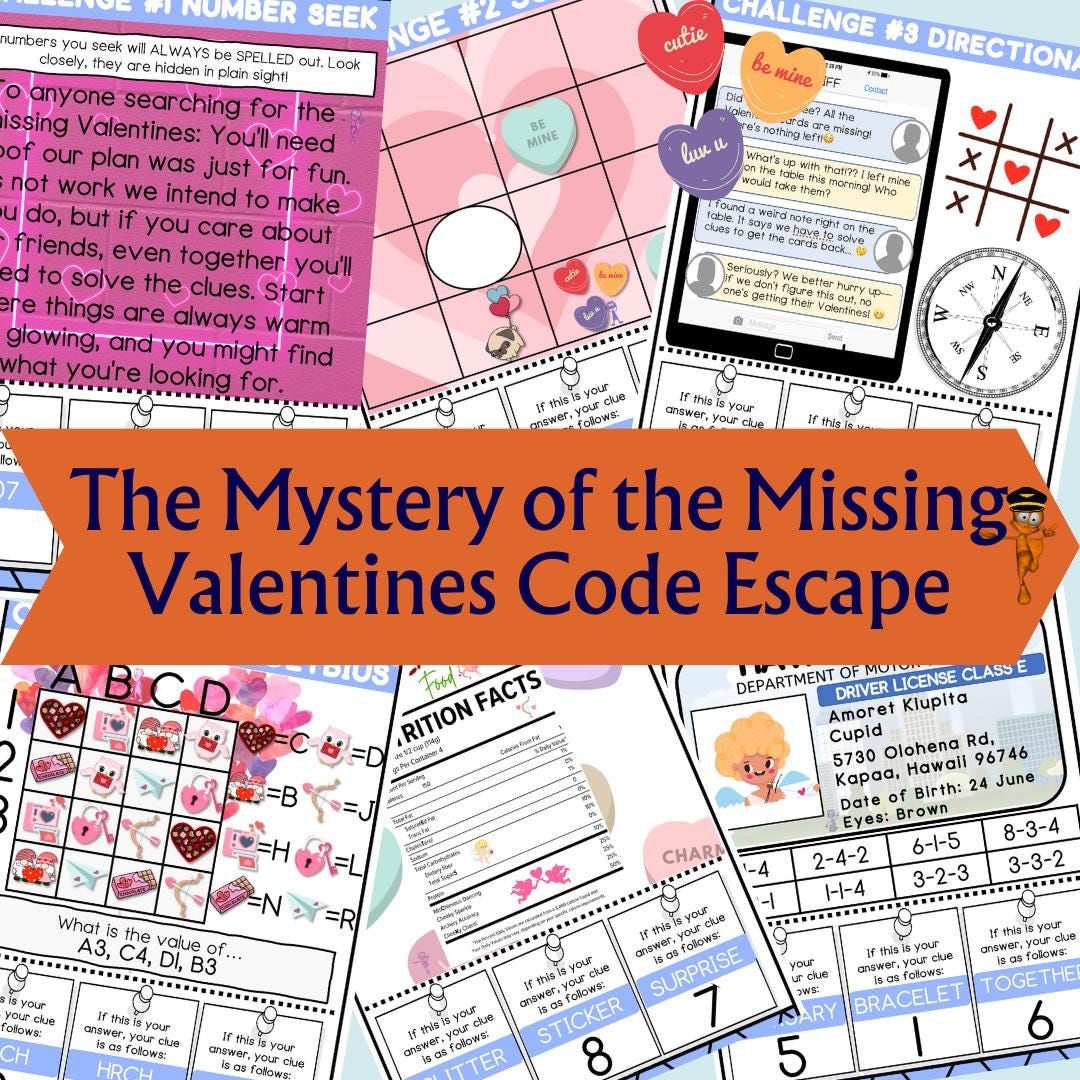 Valentine's Escape Room for Kids, Printable Escape Room, Valentine's ...