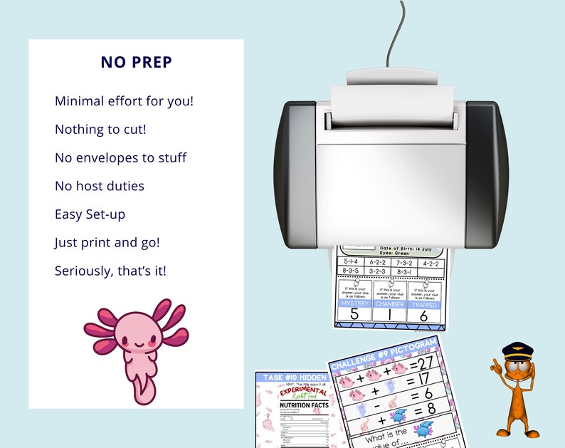 Escape Room Printable for Kids, Axolotl Party Game Activity, Axolotl ...