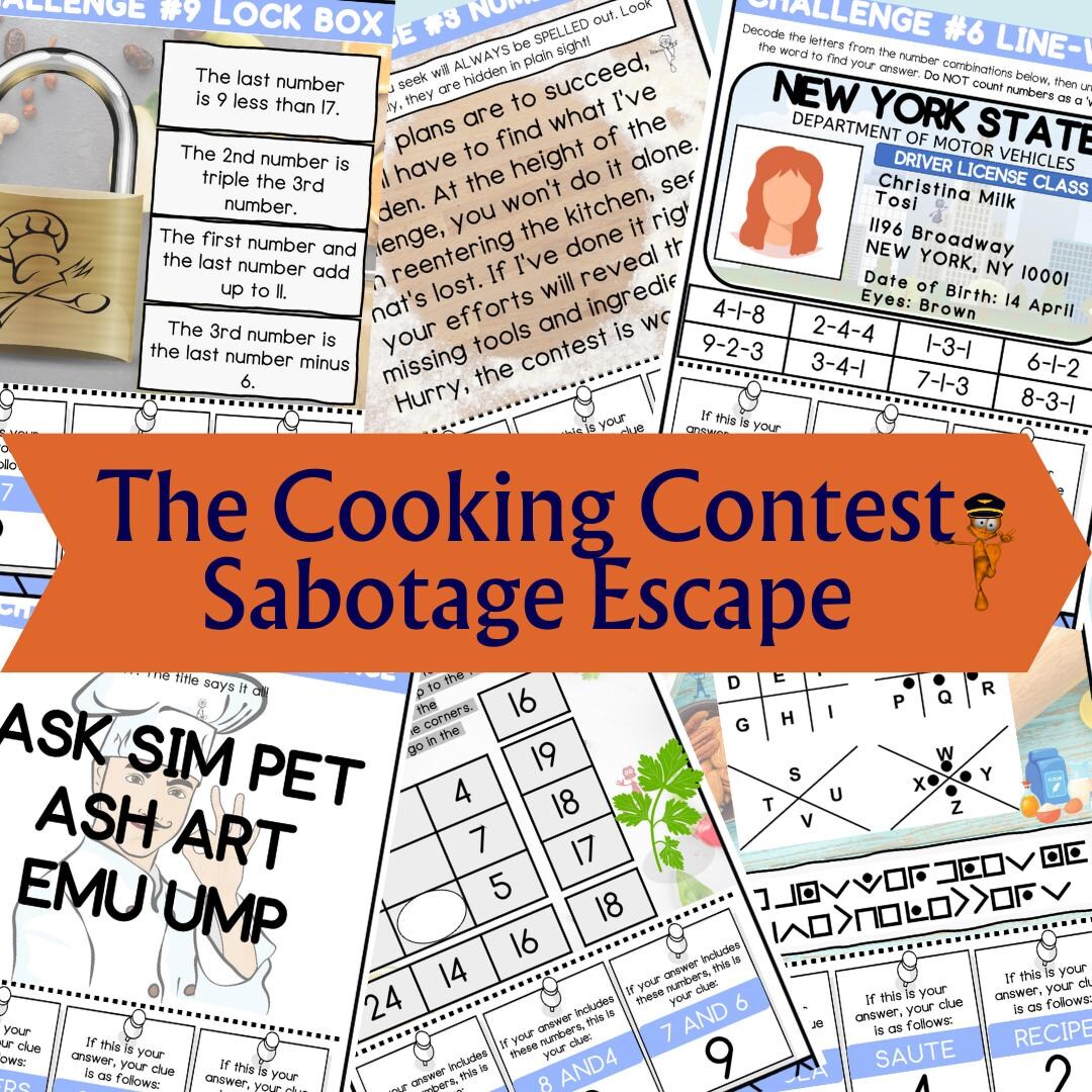 Escape Room Printable for Kids, Party Game Activity, Cooking Escape ...