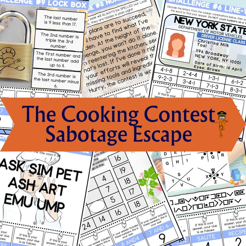 Escape Room Printable for Kids, Party Game Activity, Cooking Escape ...