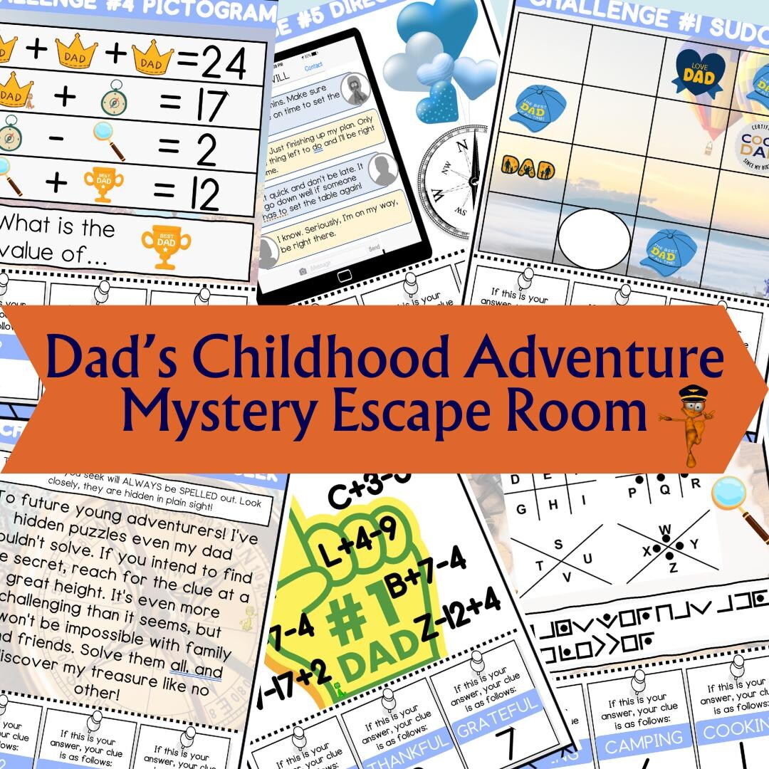 Printable Escape Room for Kids, Father's Day Escape Kit, DIY Escape ...