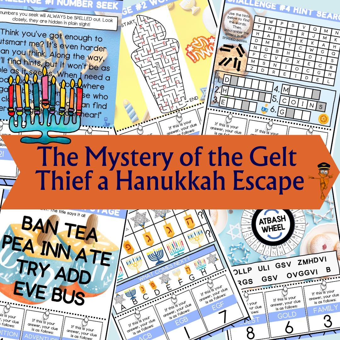 Printable Escape Room for Kids, Hanukkah Escape Kit, DIY Escape Room ...