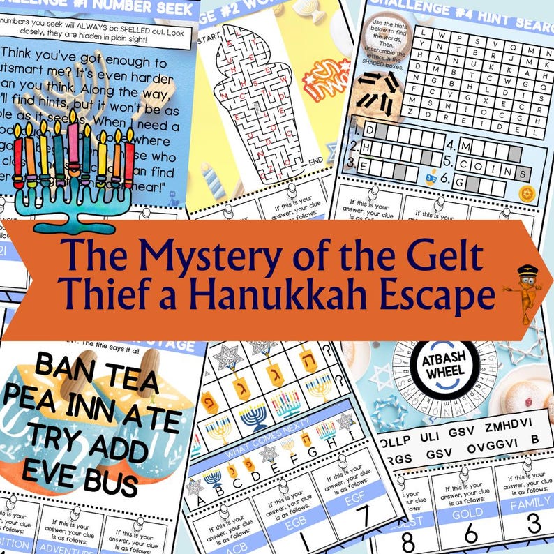 Printable Escape Room for Kids, Hanukkah Escape Kit, DIY Escape Room ...