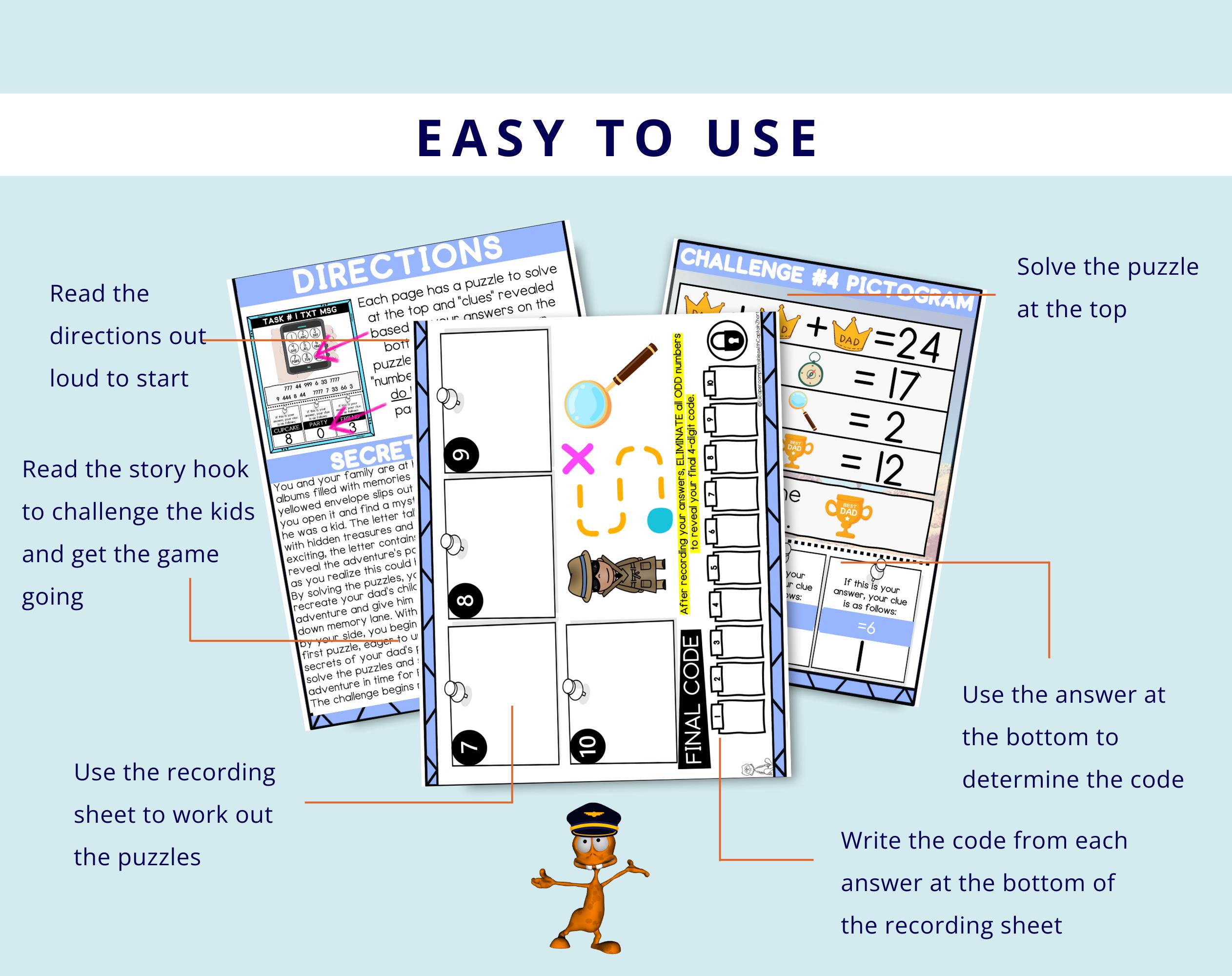 Printable Escape Room for Kids, Father's Day Escape Kit, DIY Escape ...