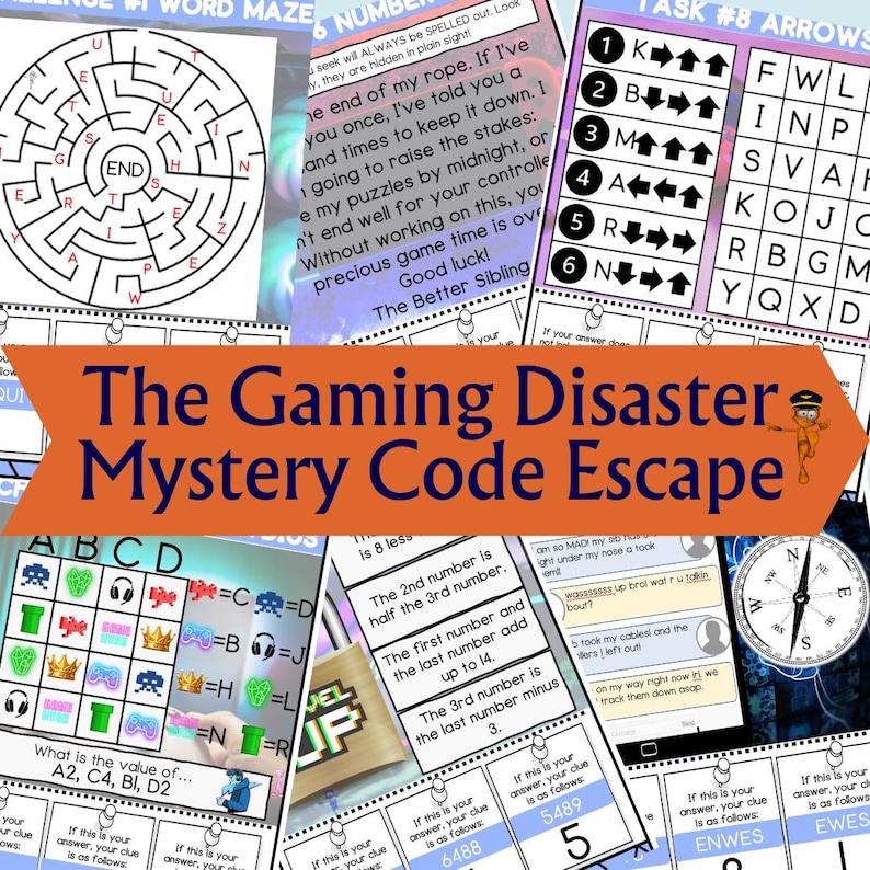 Party Printable Escape Room for Kids, Gaming Code Activity, Family Game ...