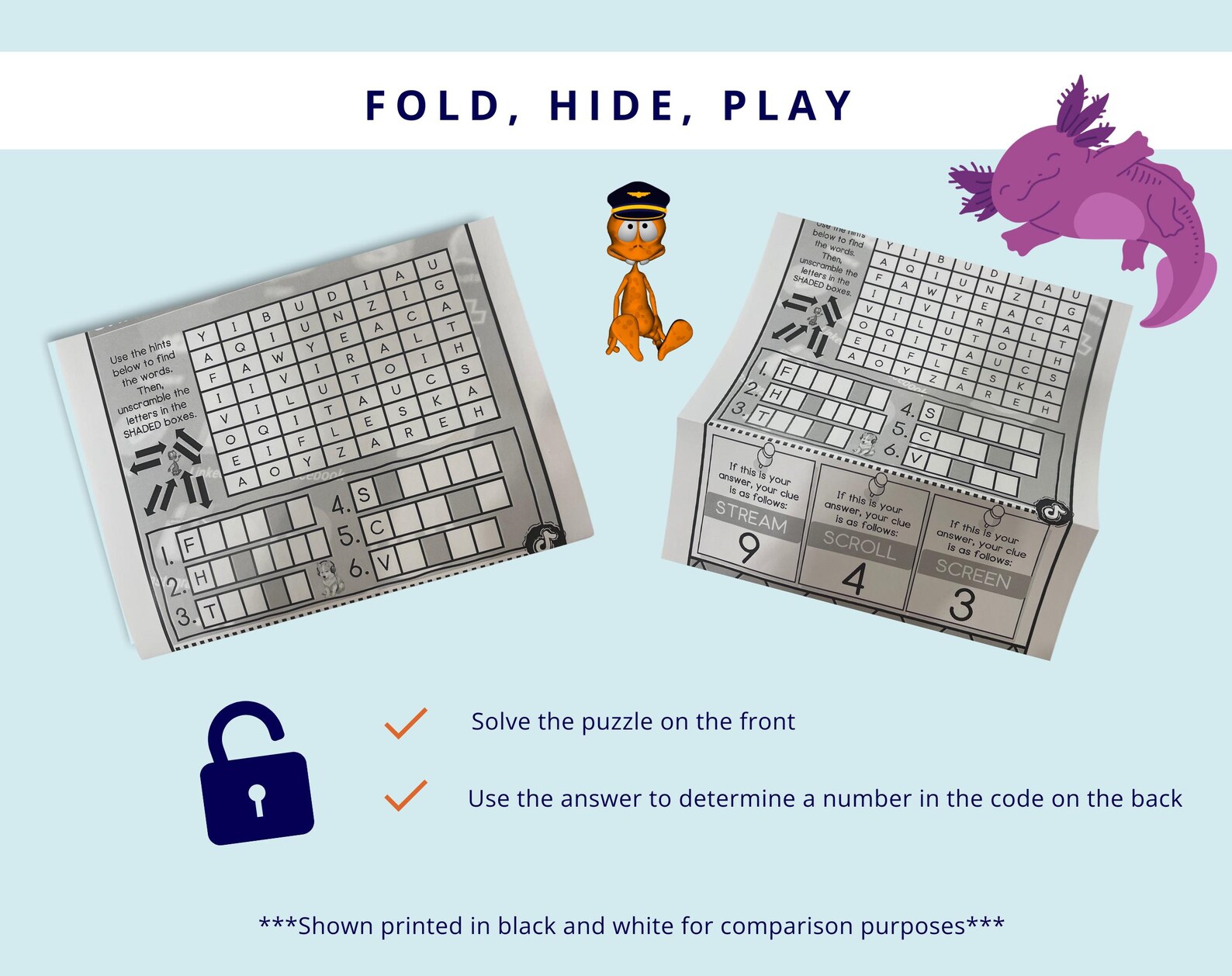 Escape Room Printable for Kids, Axolotl Party Game Activity, Axolotl ...