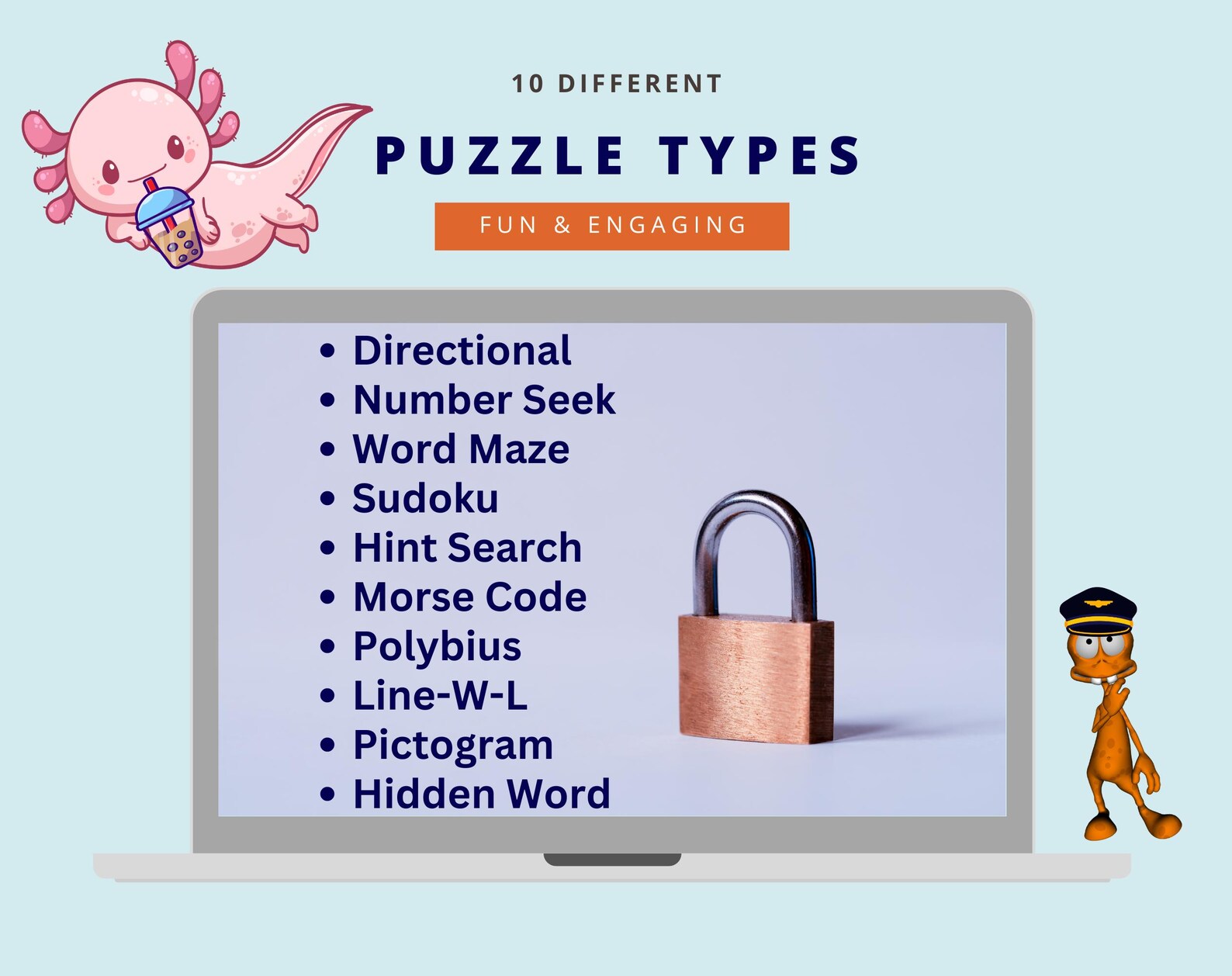 Escape Room Printable for Kids, Axolotl Party Game Activity, Axolotl ...