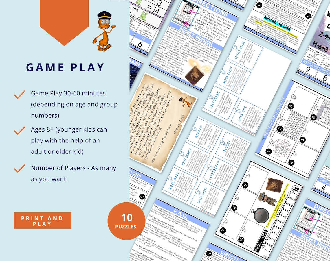 Space Escape Room Printable for Kids, Family Game Night, Birthday Party ...