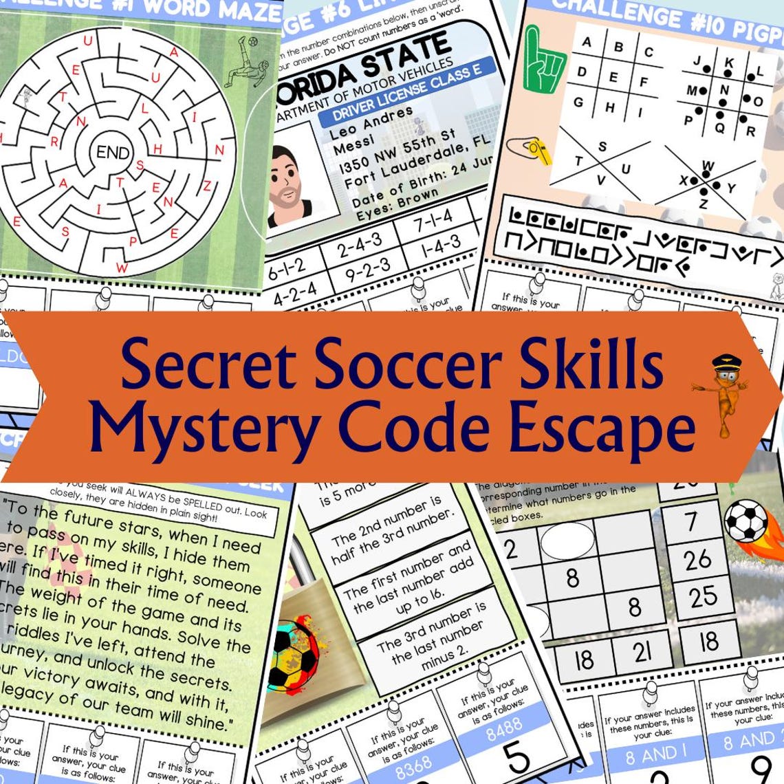 Printable Escape Room for Kids, Soccer Escape Kit, DIY Escape Room ...