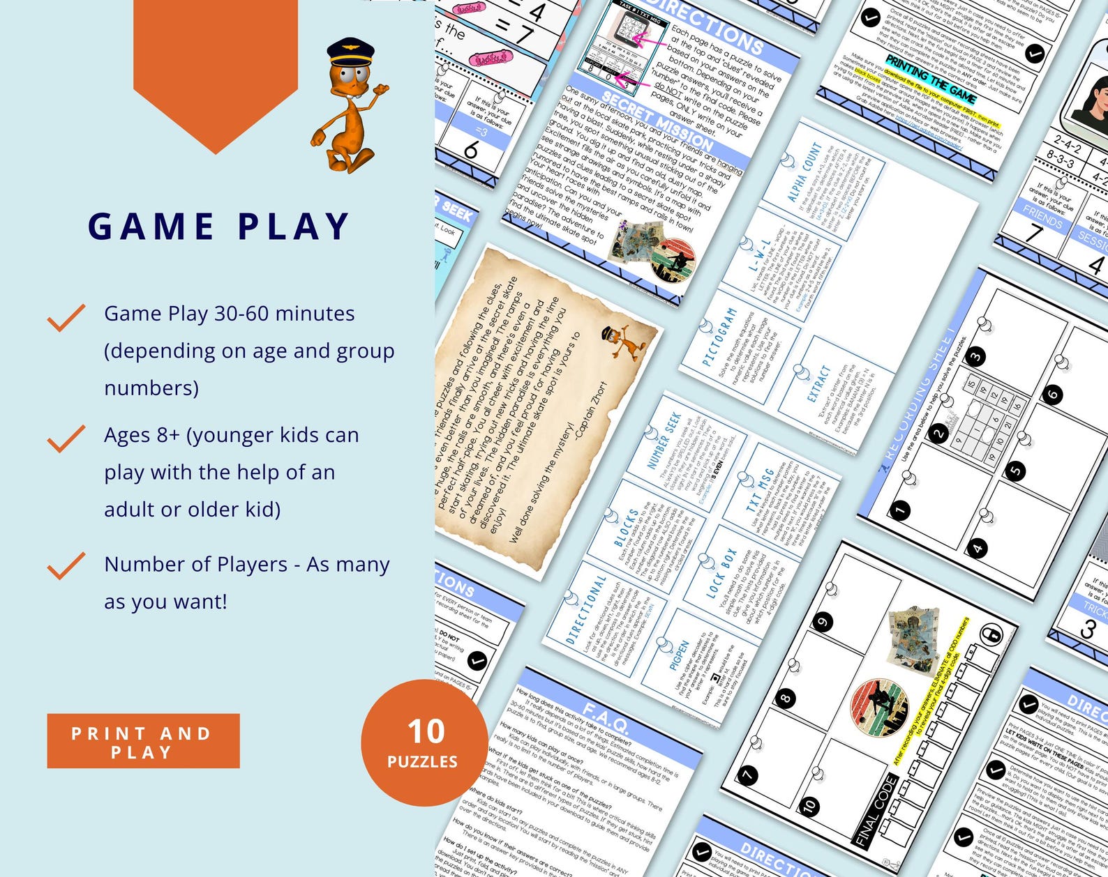 Escape Room Printable for Kids, Skateboarding Puzzle Activity, Family ...