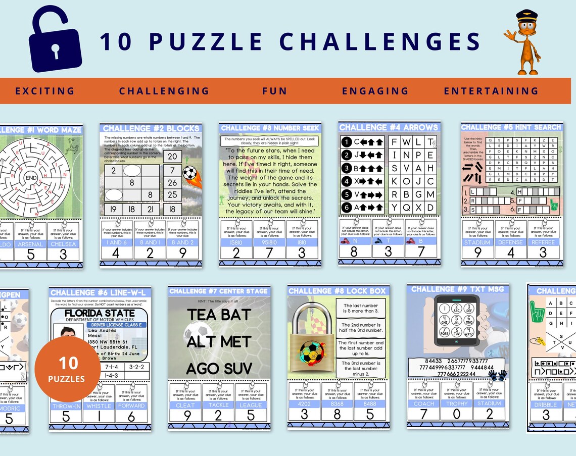 Printable Escape Room for Kids, Soccer Escape Kit, DIY Escape Room ...