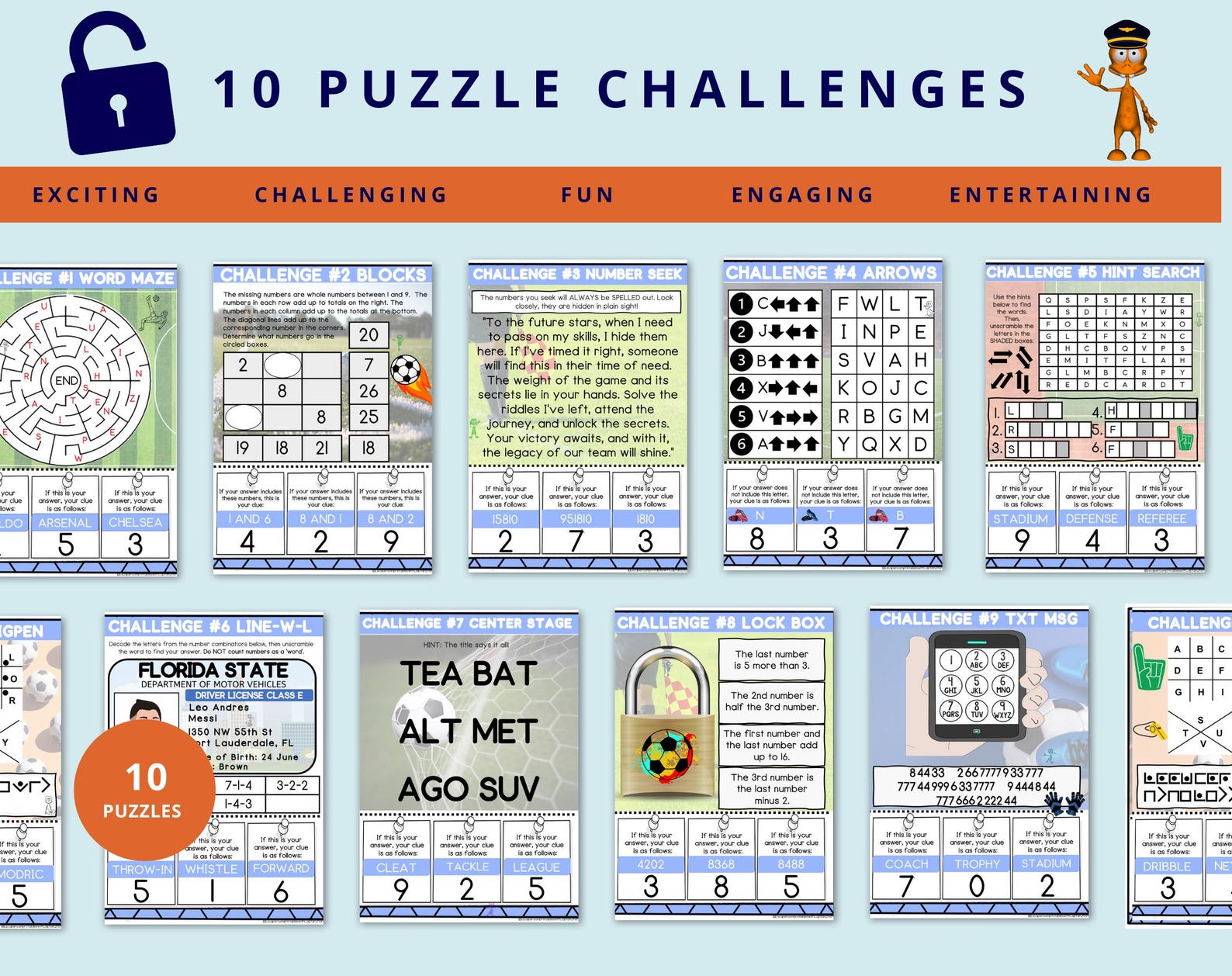 Printable Escape Room for Kids, Soccer Escape Kit, DIY Escape Room ...