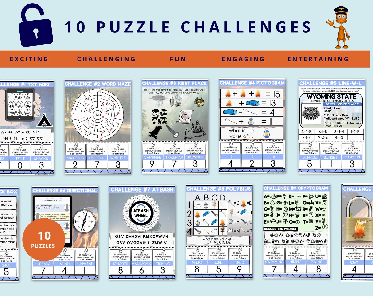 Printable Escape Room for Kids, Camping Escape Kit, DIY Escape Room ...