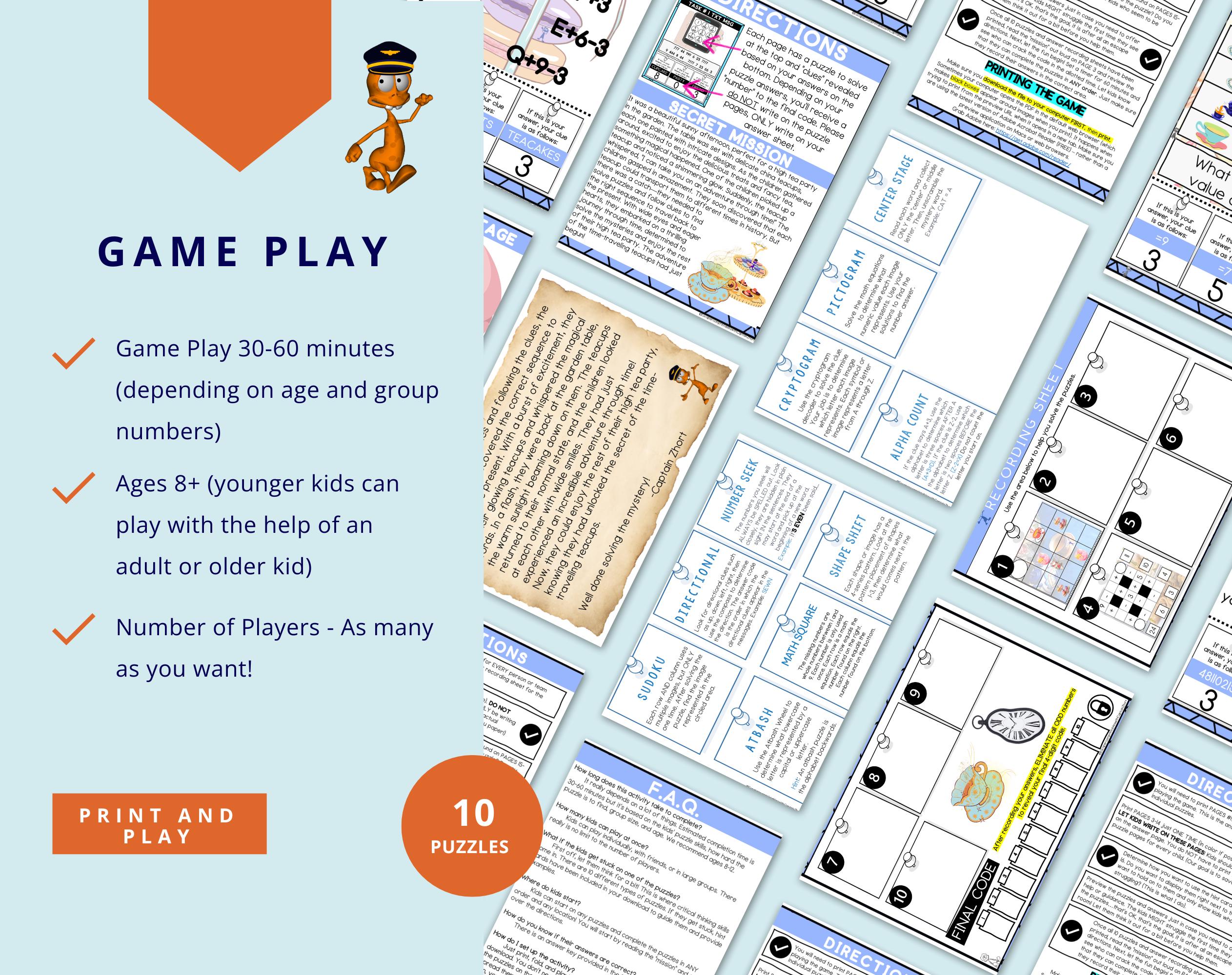 High Tea Escape Room Printable for Kids, Party Game Activity, Escape ...