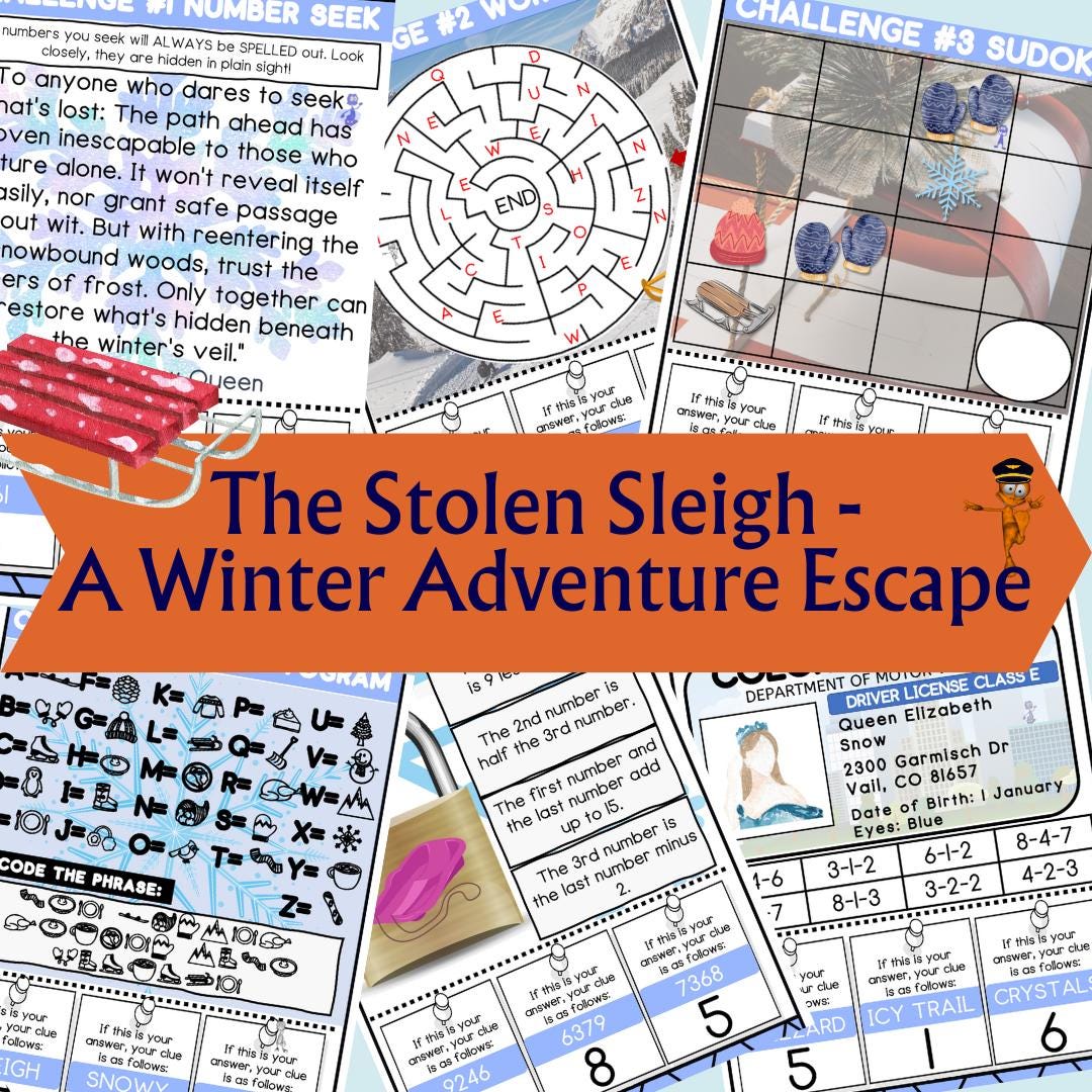 Winter Games, Kids Escape Room Printable, Printable Escape Room for ...