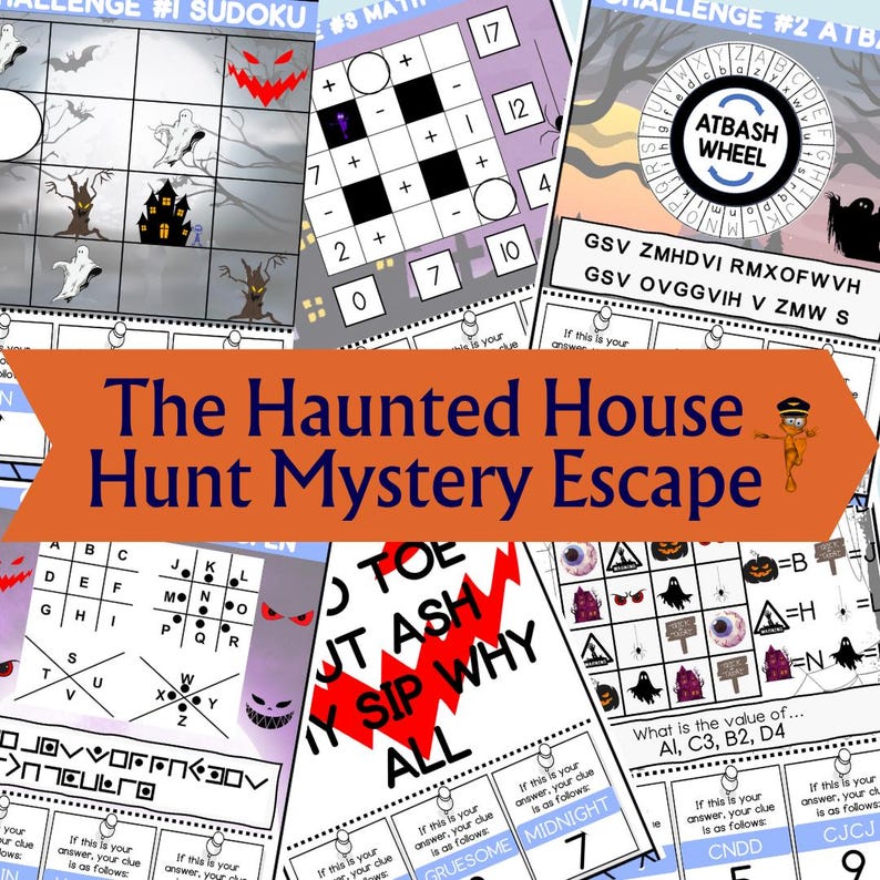 Escape Room Printable for Kids, Halloween Haunted House Scavenger Hunt ...