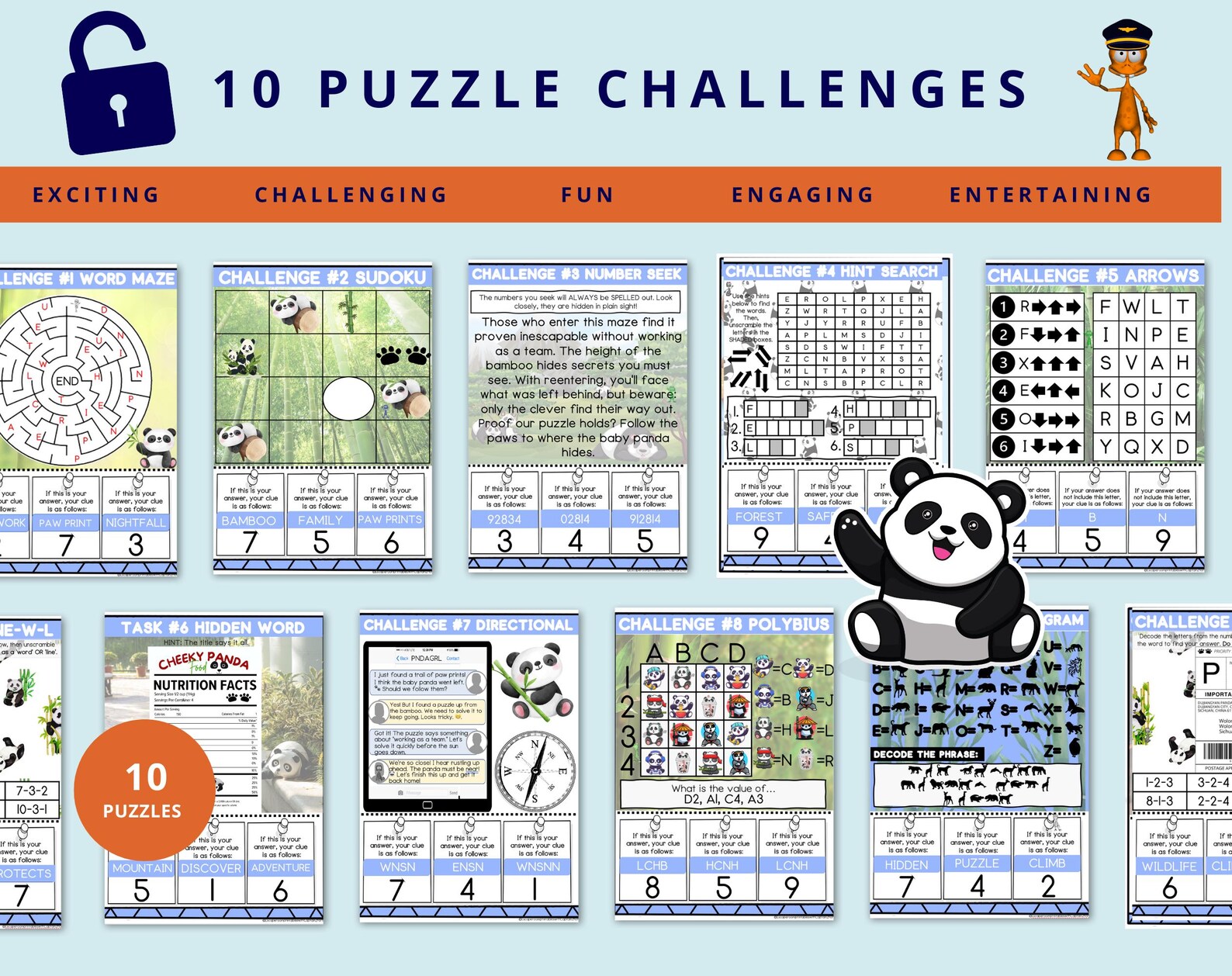 Printable Escape Room for Kids, Panda Escape Kit, DIY Escape Room ...