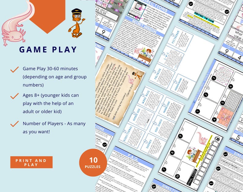 Escape Room Printable for Kids, Axolotl Party Game Activity, Axolotl ...