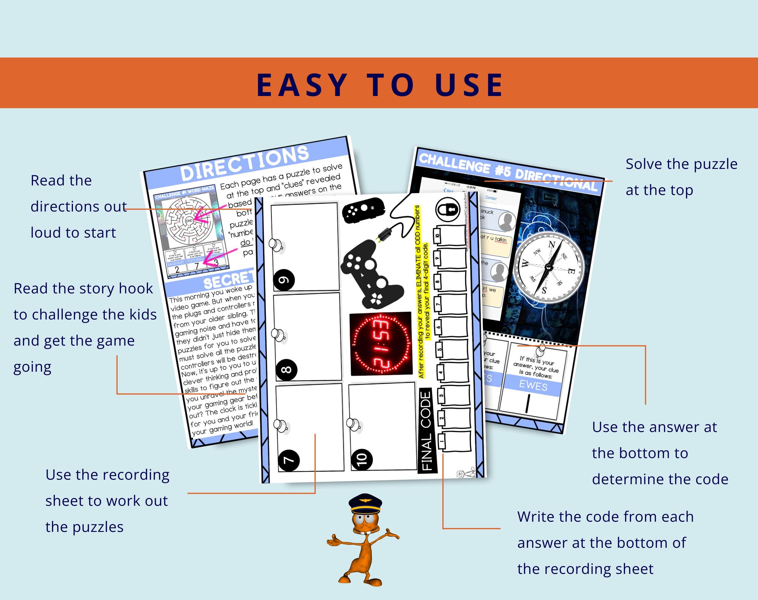 Party Printable Escape Room for Kids, Gaming Code Activity, Family Game ...