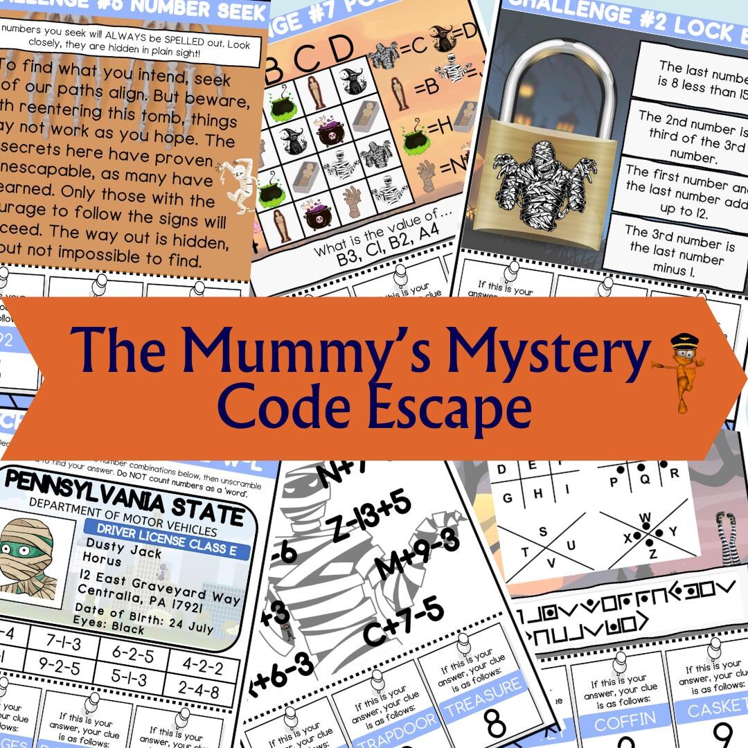 Escape Room Printable for Kids, Halloween Mummy Scavenger Hunt for ...