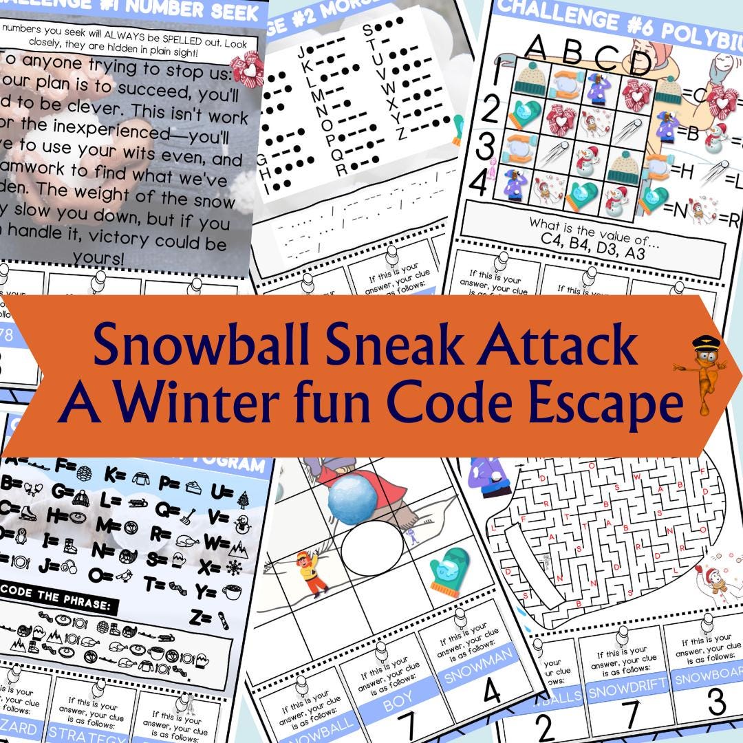 Snowball Fight Escape Room for Kids, Printable Escape Room, Escape Room ...
