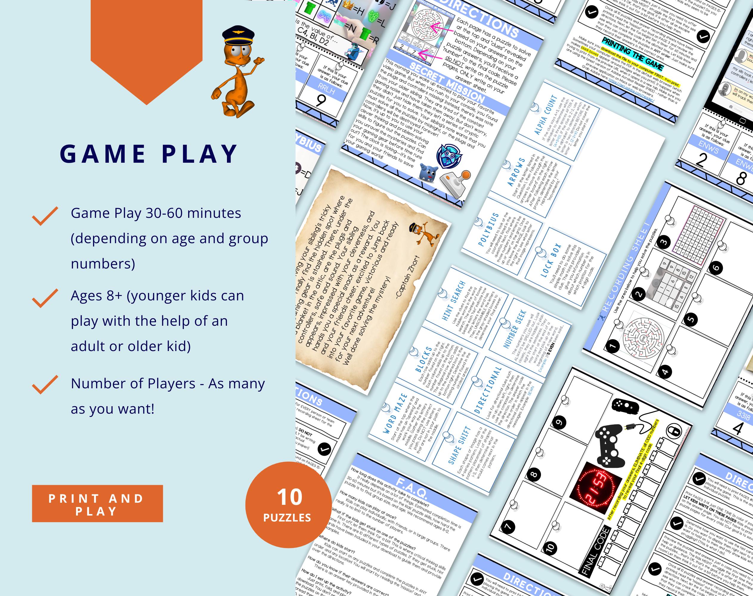 Party Printable Escape Room for Kids, Gaming Code Activity, Family Game ...