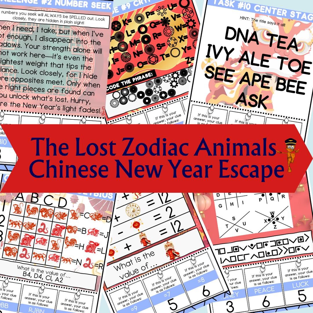 Chinese New Year Escape Room for Kids, Lunar New Year Game, Printable ...