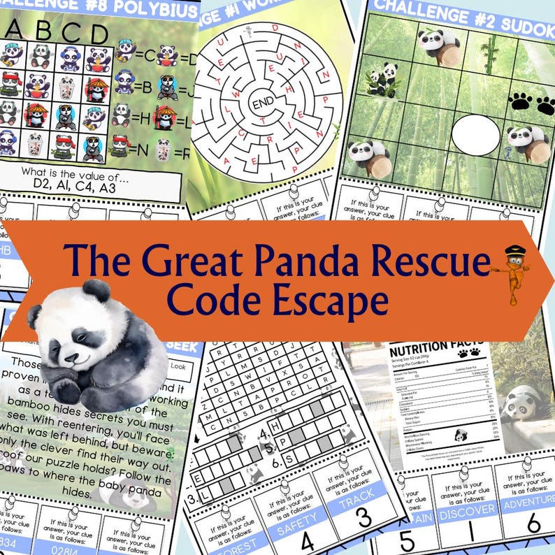 Printable Escape Room for Kids, Panda Escape Kit, DIY Escape Room ...
