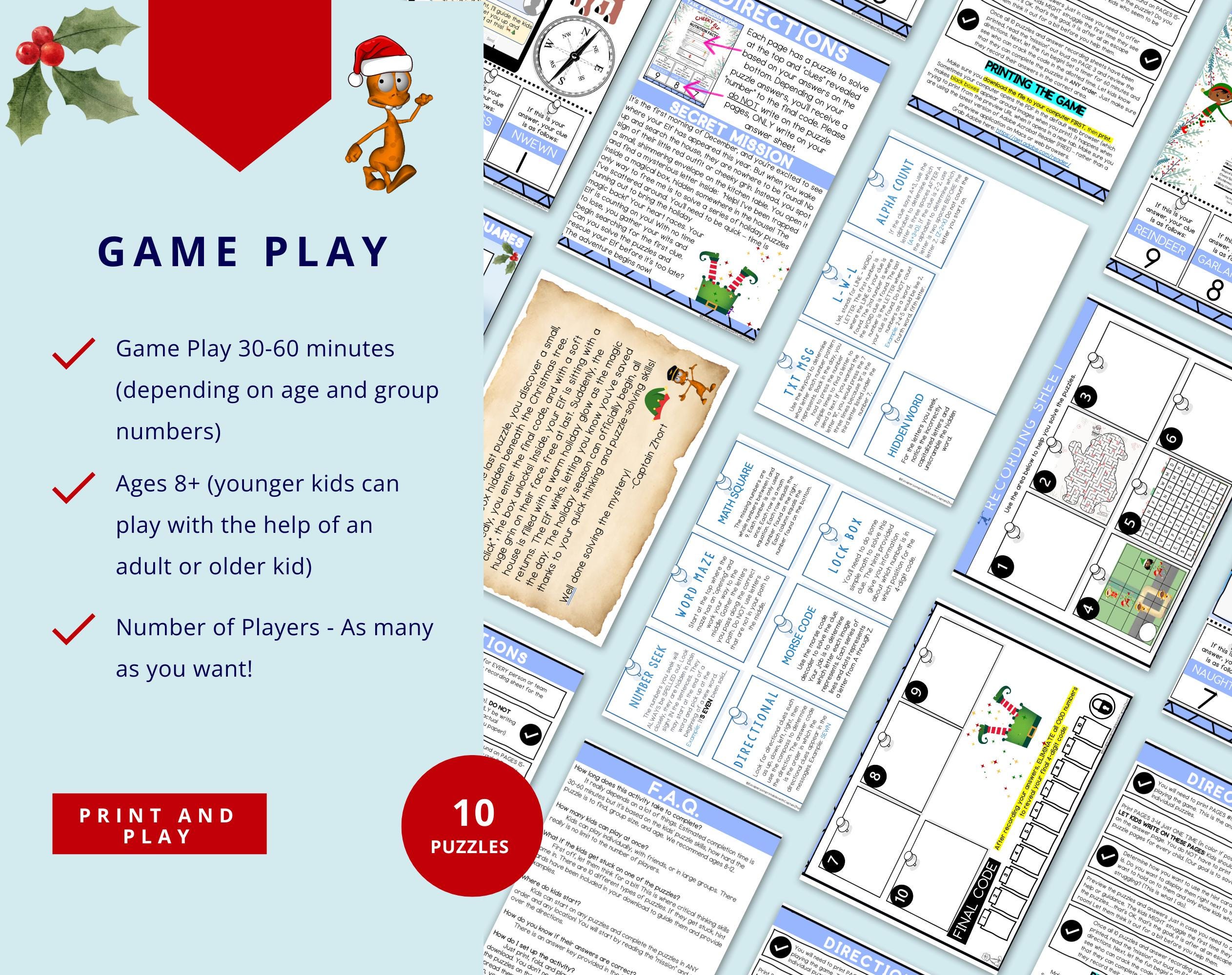 Christmas Elf Escape Room for Kids Elf Arrival Printable Activities ...