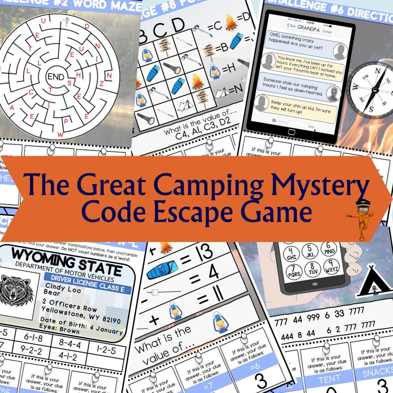 Printable Escape Room for Kids, Camping Escape Kit, DIY Escape Room ...