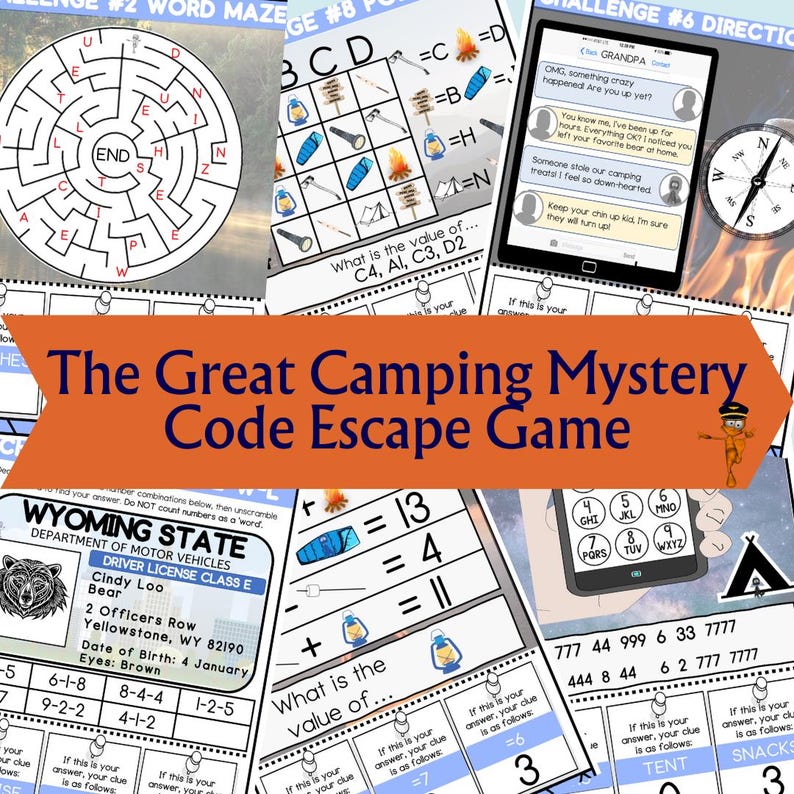 Printable Escape Room for Kids, Camping Escape Kit, DIY Escape Room ...