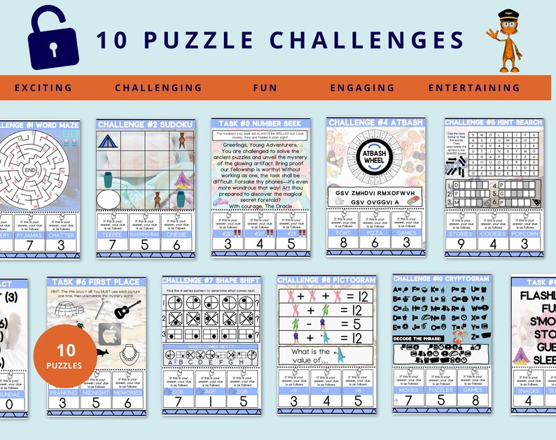 Party Printable Escape Room for Kids, Sleepover Activity, Family Game ...