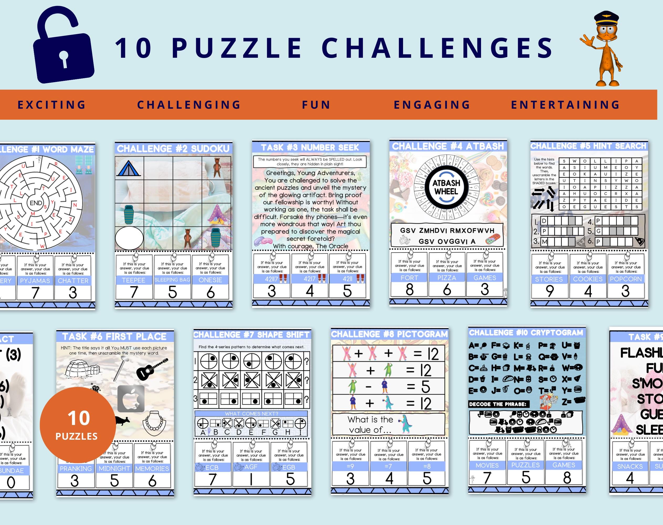 Party Printable Escape Room for Kids, Sleepover Activity, Family Game ...