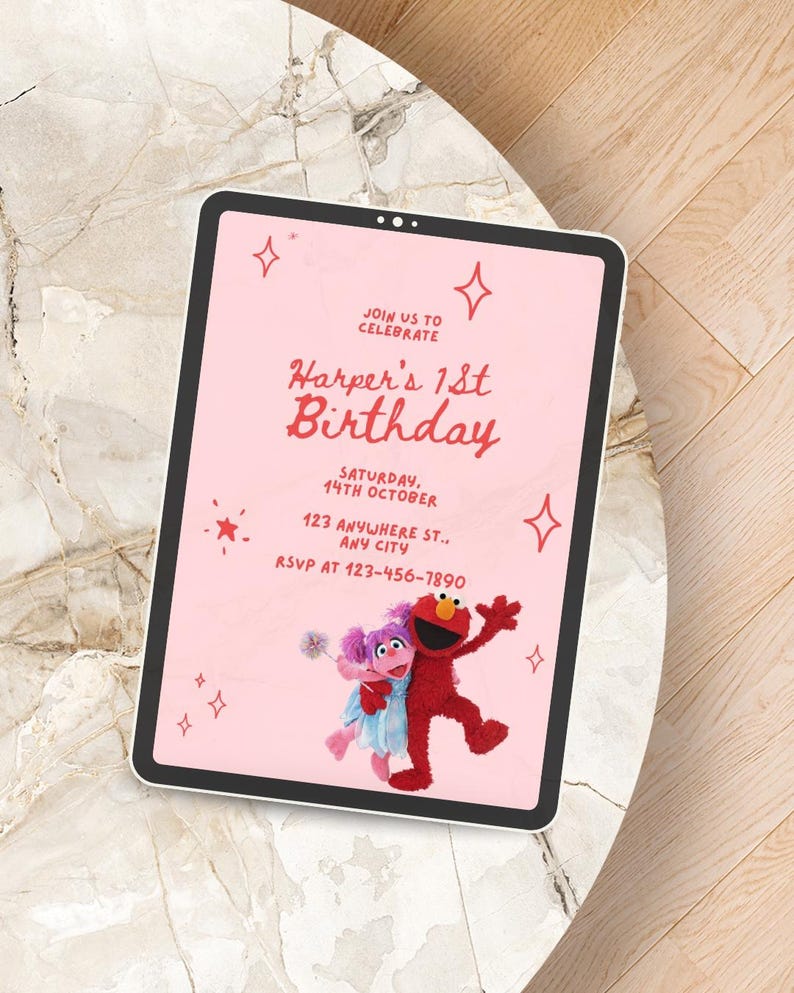 Abby Cadabby and Elmo Digital Birthday Invitation Sesame Party Invite ...