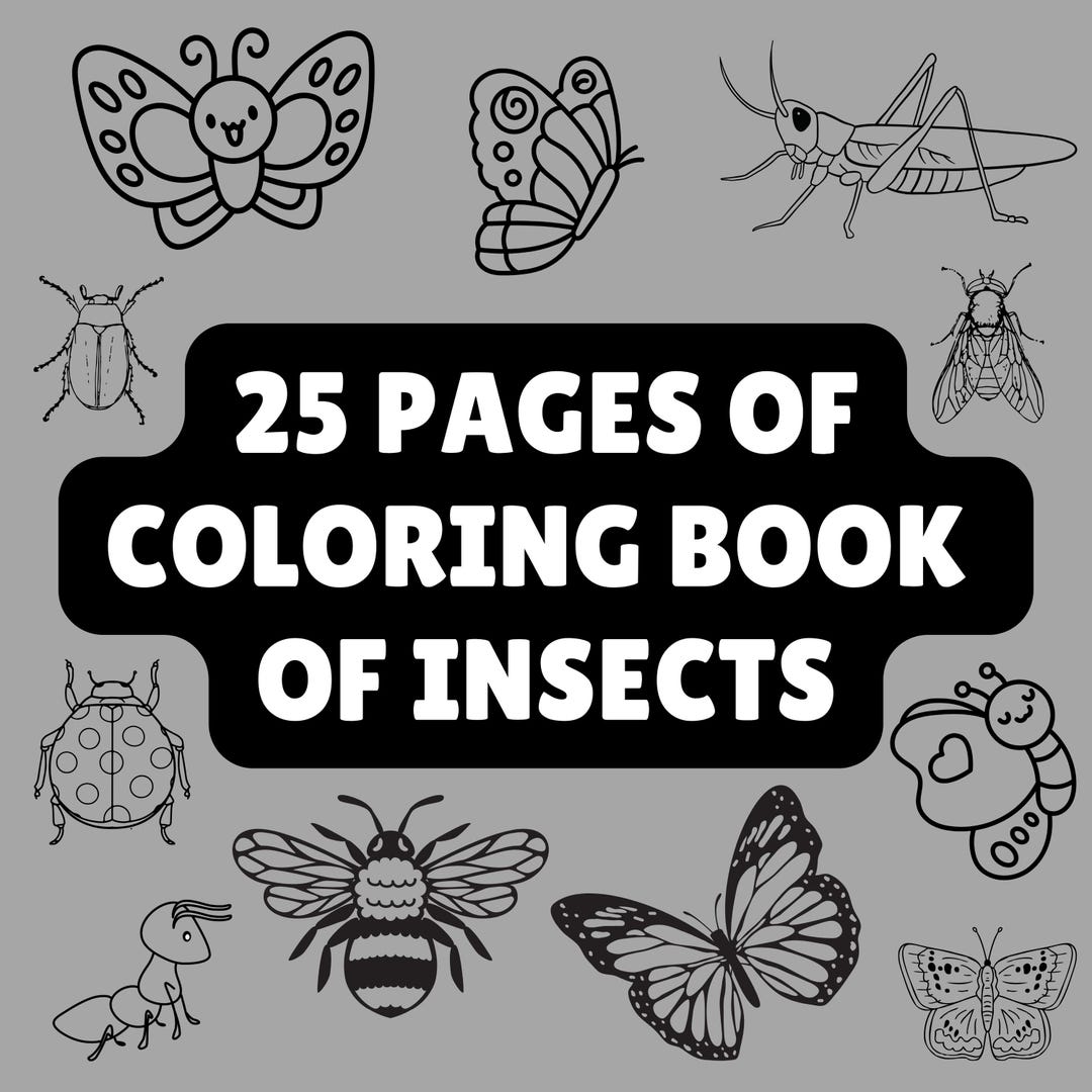 25 Pages of Coloring Book of Insects - Etsy