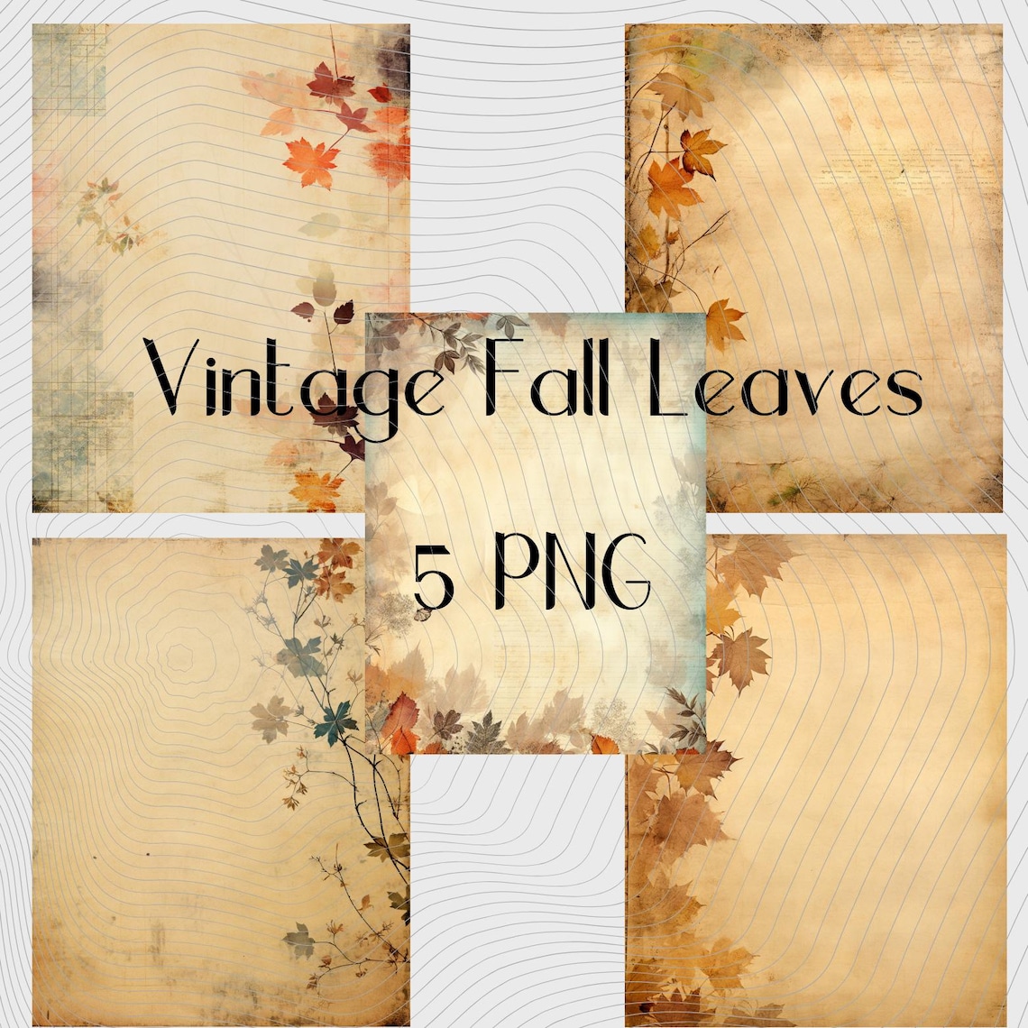 Vintage Fall Leaves Digital Paper Pack, Fall Ephemera,autumn Clipart ...