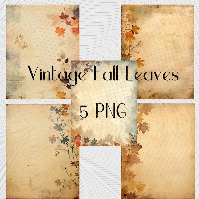 Vintage Fall Leaves Digital Paper Pack, Fall Ephemera,autumn Clipart ...