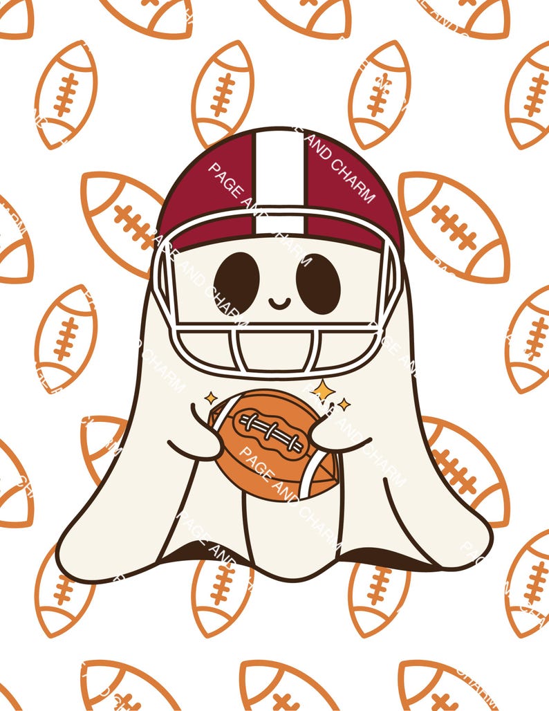 Clip Art Groovy Football Ghost PNG, Bookish Png, Digital Download Art ...