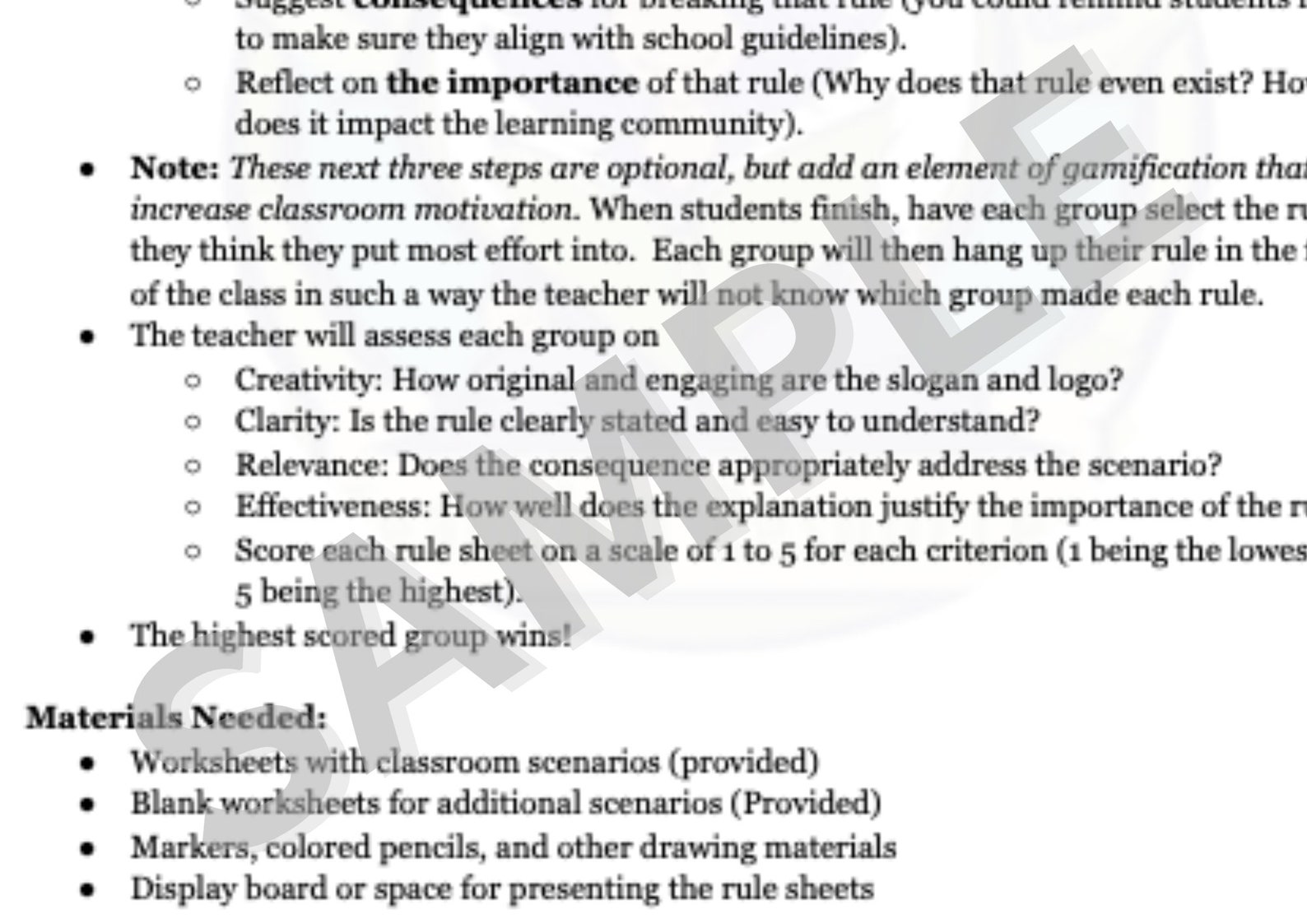 Interactive Classroom Rules Challenge Icebreaker Back to School Middle ...