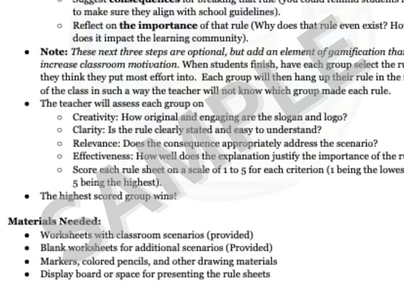 Interactive Classroom Rules Challenge Icebreaker Back to School Middle ...