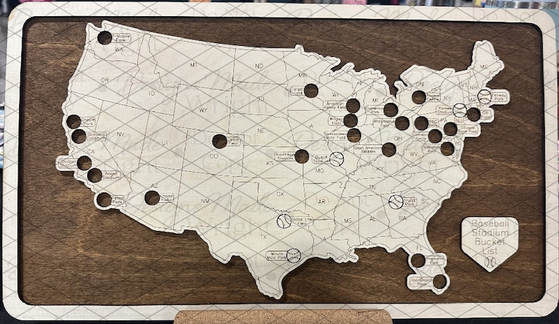 Baseball Ballpark Stadium Bucket List Map - Laser Cut Digital File | AI ...